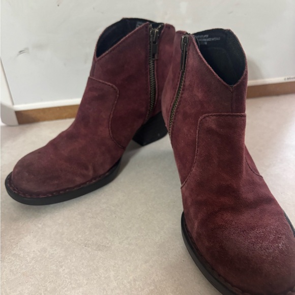 Born | Shoes | Born Maroon Ankle Booties In Distressed Suede | Poshmark